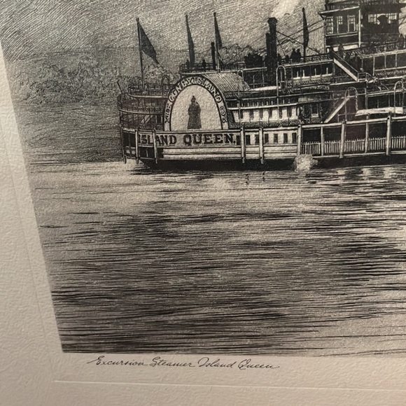 Art | Menzo Van Esveldt Excursion Steamer Island Queen Etching | Poshmark